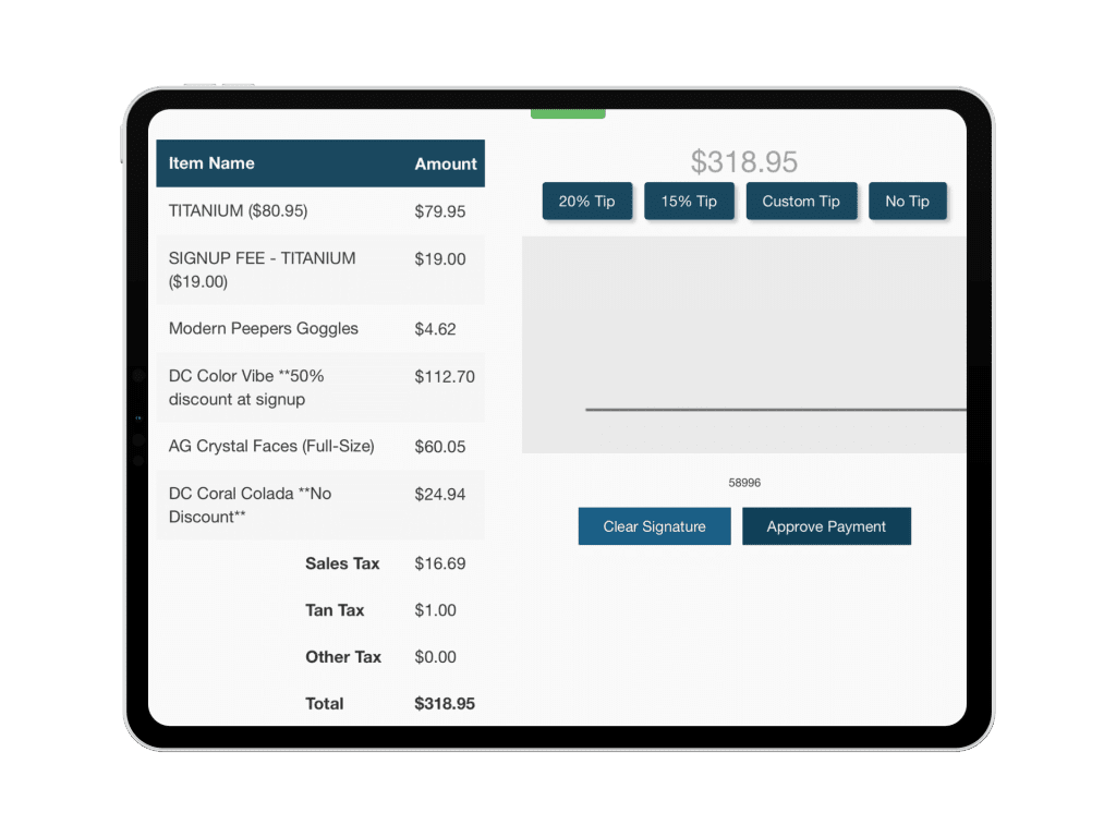 Tan-Link Tanning Salon Software iPad Features
